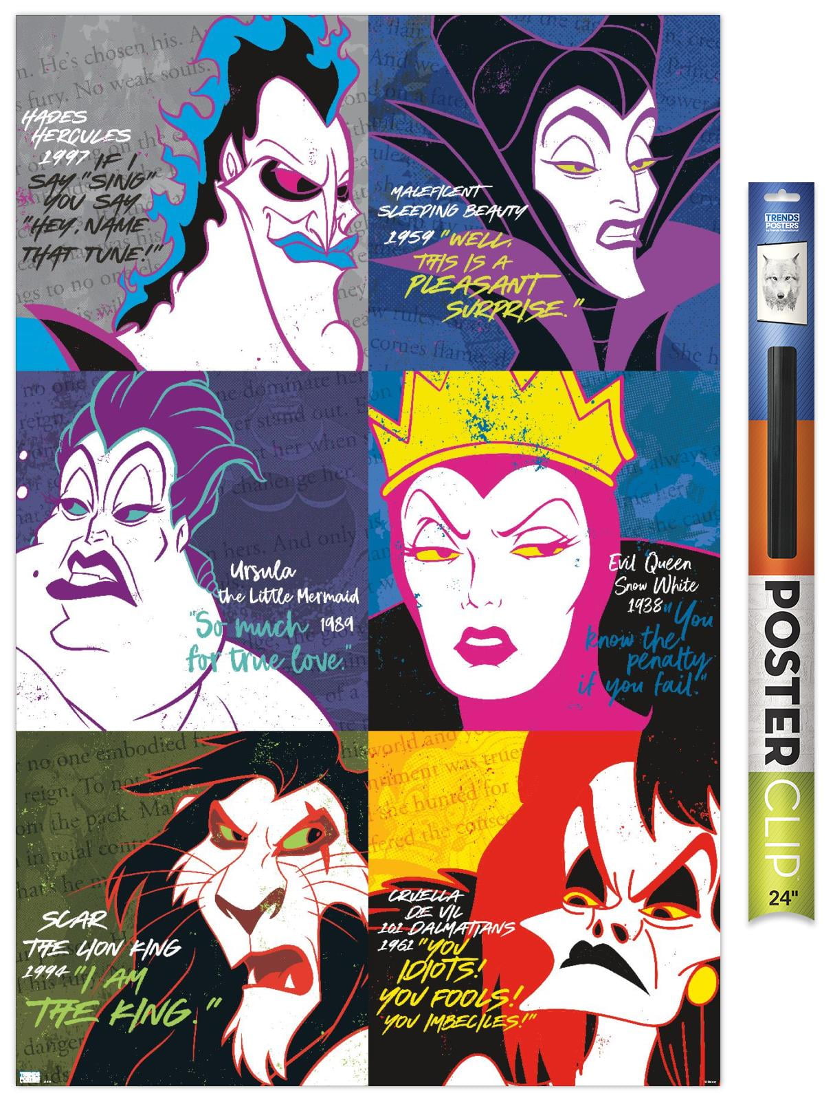 Disney Villains - Grid Wall Poster, 22.375" x 34" - Walmart.com