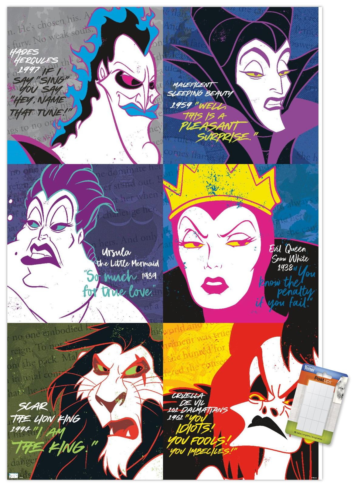 Disney Villains - Grid Wall Poster, 22.375" x 34" - Walmart.com