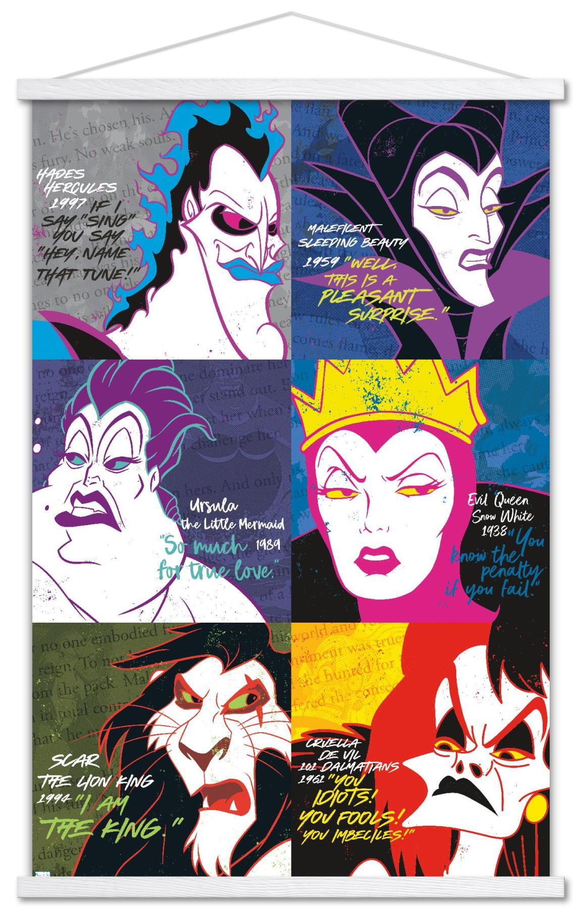 Disney Villains - Grid Wall Poster with Wooden Magnetic Frame, 22.375 ...