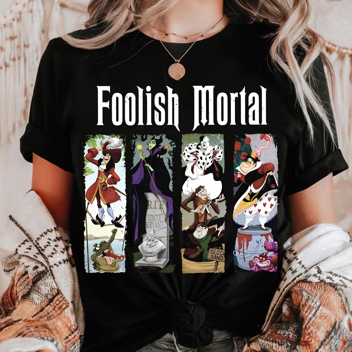 Disney Villains Haunted Mansion Stretching Room Portraits Tee, Foolish ...