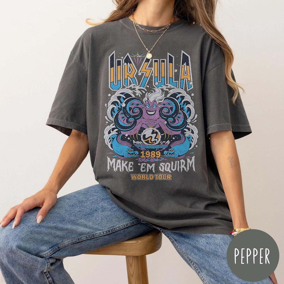Disney Villains The Little Mermaid Ursula World Tour Band Retro T-Shirt ...