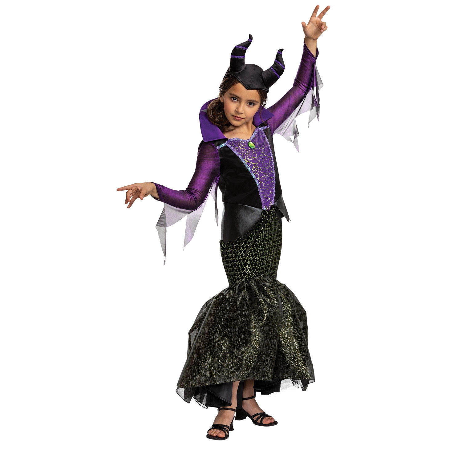 Disney Villains Maleficent Girl's Dress Halloween Costume With ...