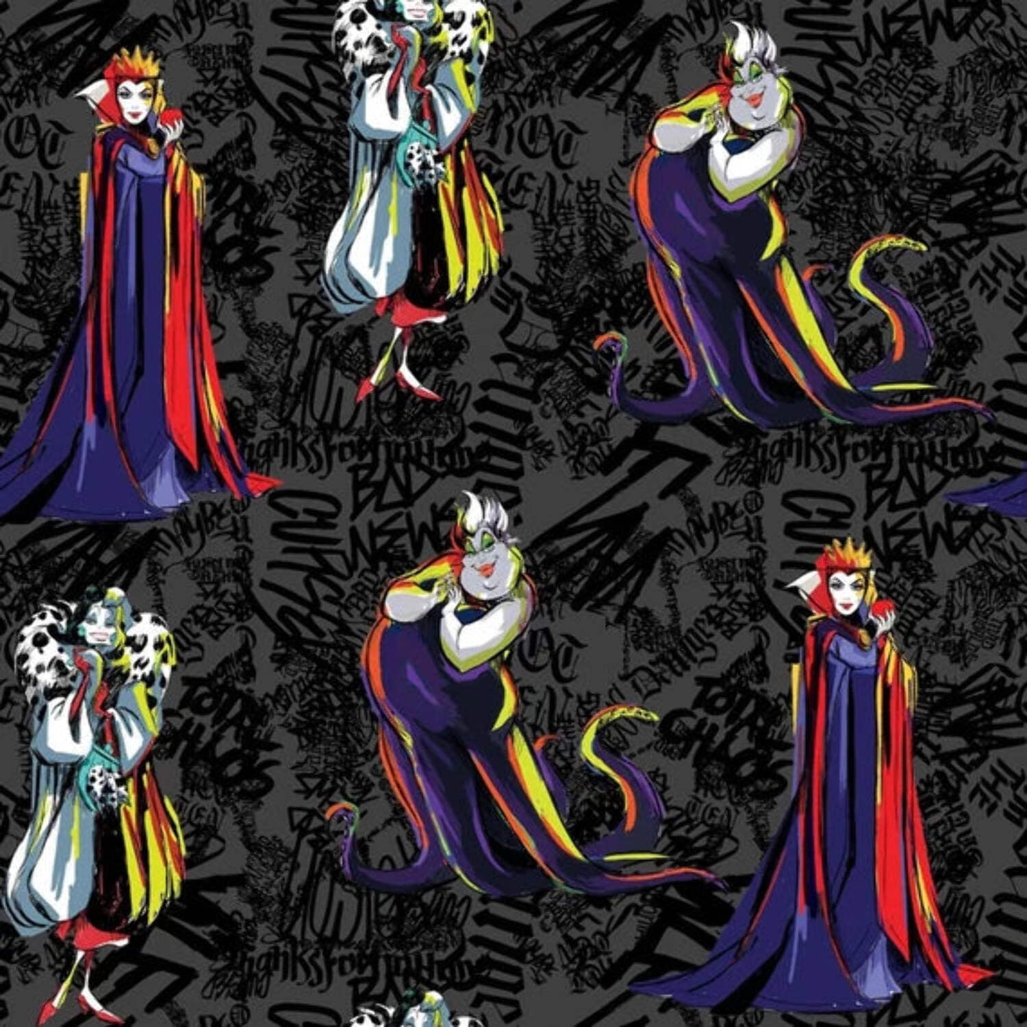 Disney Villains Sketched Cotton Fabric - Walmart.com