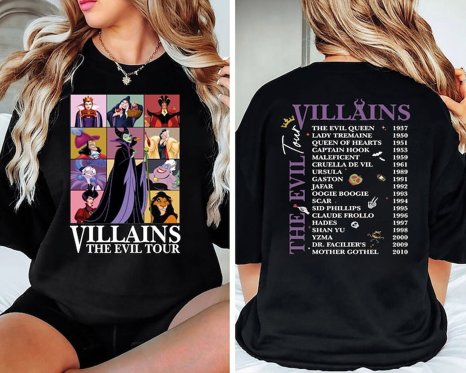 Disney Villains The Evil Tour Shirt, Disney Evil Queens Tee, Retro Disney Villains Characters ...