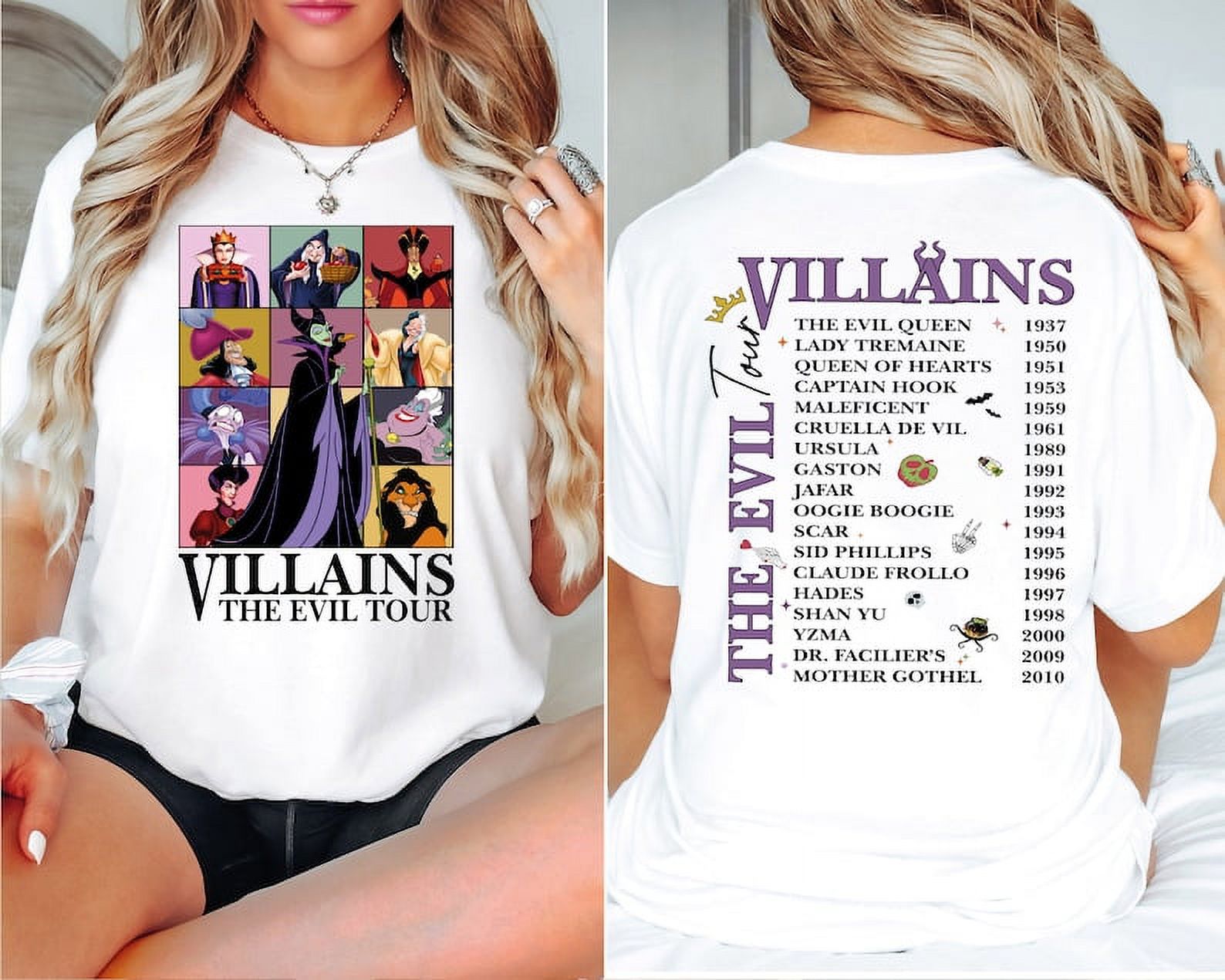 Disney Villains The Evil Tour Shirt, Disney Evil Queens Tee, Retro Disney Villains Characters ...