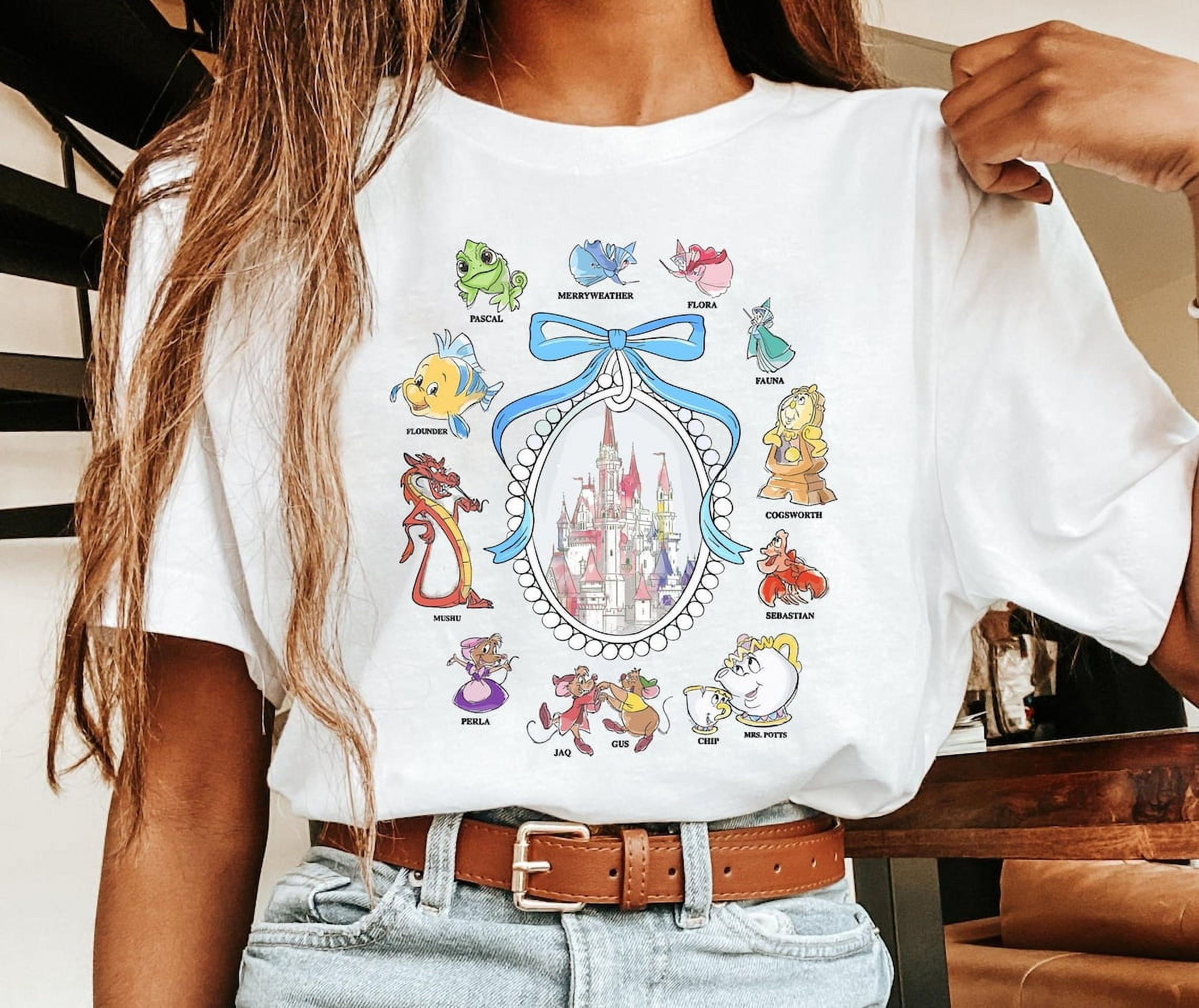 Disney Vintage Magical Castle Characters Coquette Bow T-Shirt, Jas And ...