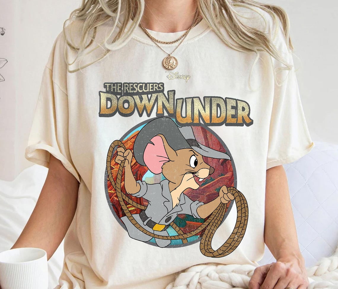Disney Vintage The Rescuers Down Under Jake Circle Movie Logo T-Shirt ...