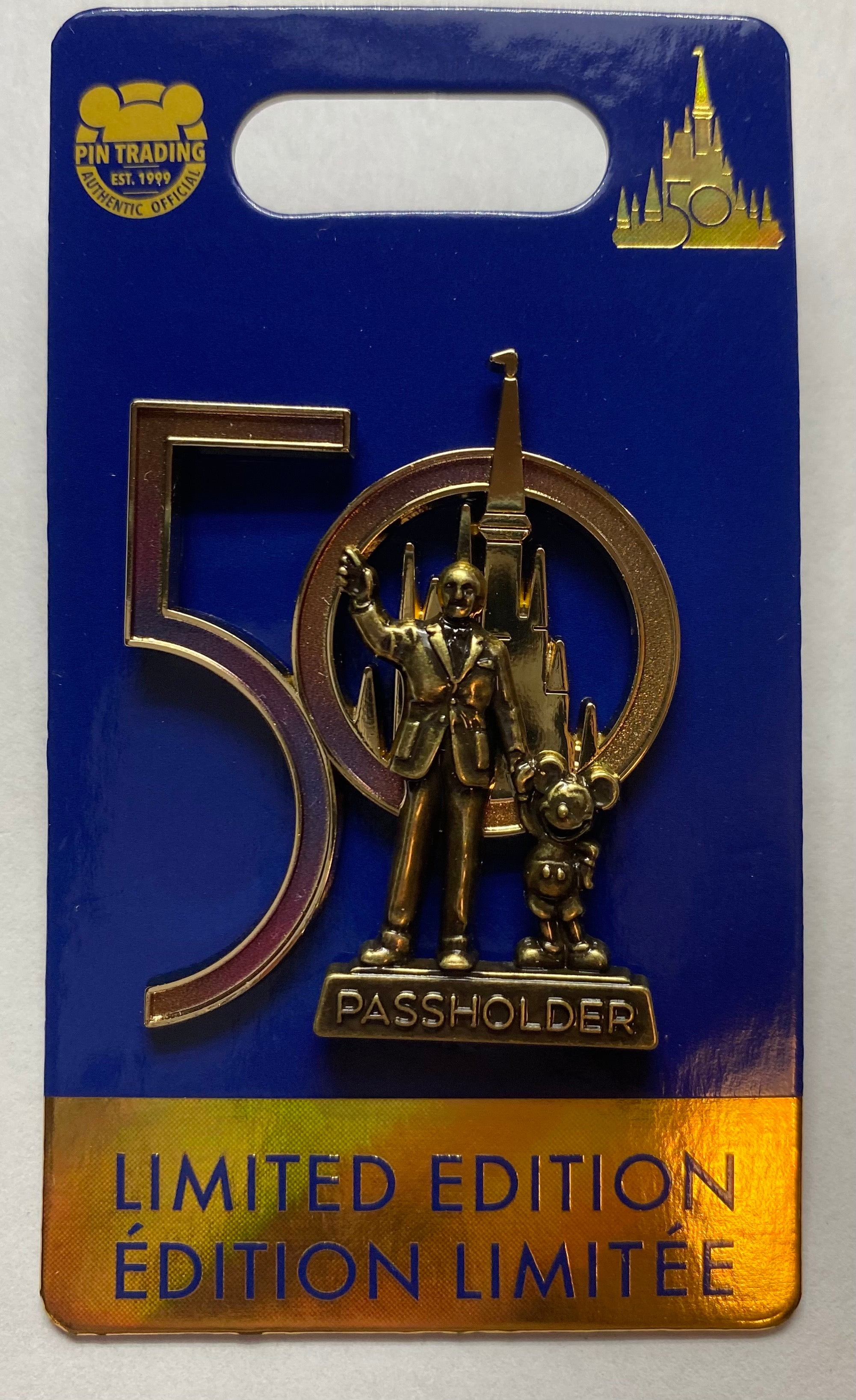 Disney WDW 50th Celebration Mickey and Walt Passholder Limited Pin New ...