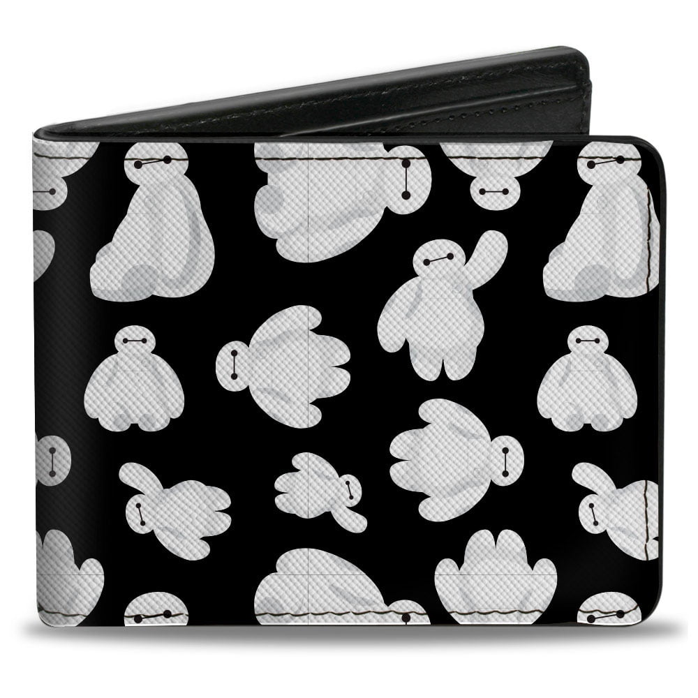 Disney Wallet, Bifold, Big Hero 6 Baymax Poses Scattered Black White ...