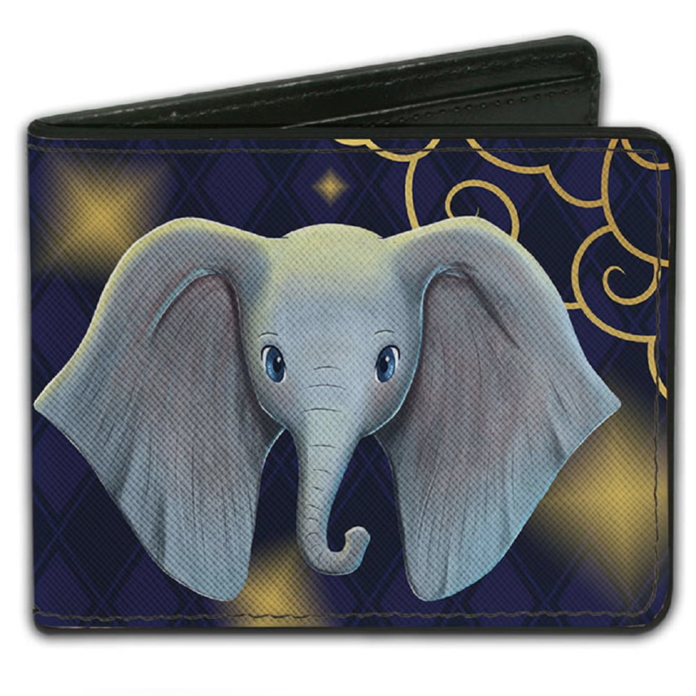 Disney Wallet, Bifold, Dumbo Face Dreamland Diamond Checker Blues Golds ...