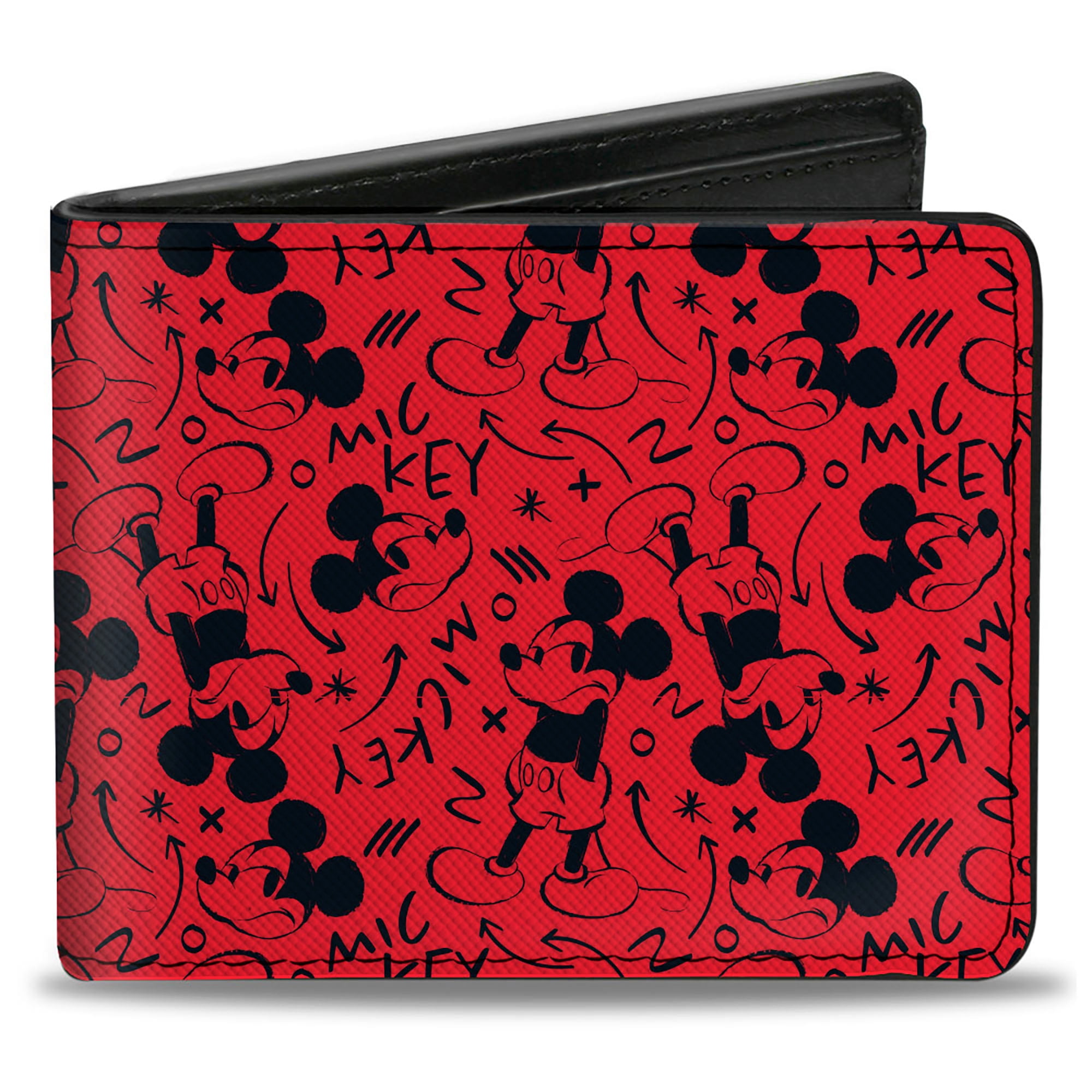 Disney Wallet, Bifold, Mickey Mouse Pose and Expression Scattered Red ...