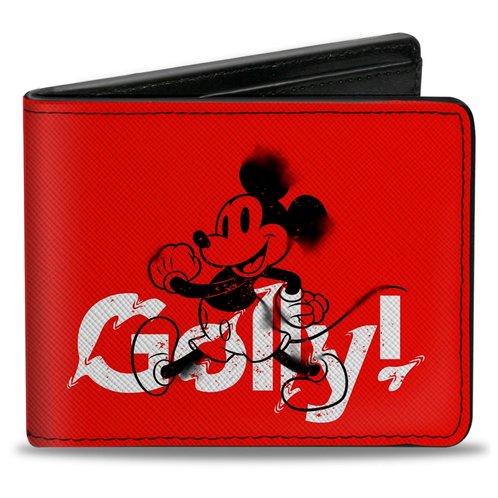Disney Wallet, Bifold, Mickey Mouse Walking Pose 1928 Logo Fade Red ...