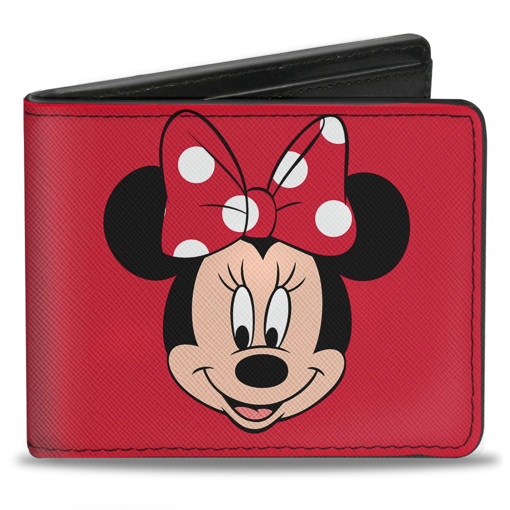 Disney Wallet, Bifold, Minnie Mouse Face Script Polka Dots Red White ...