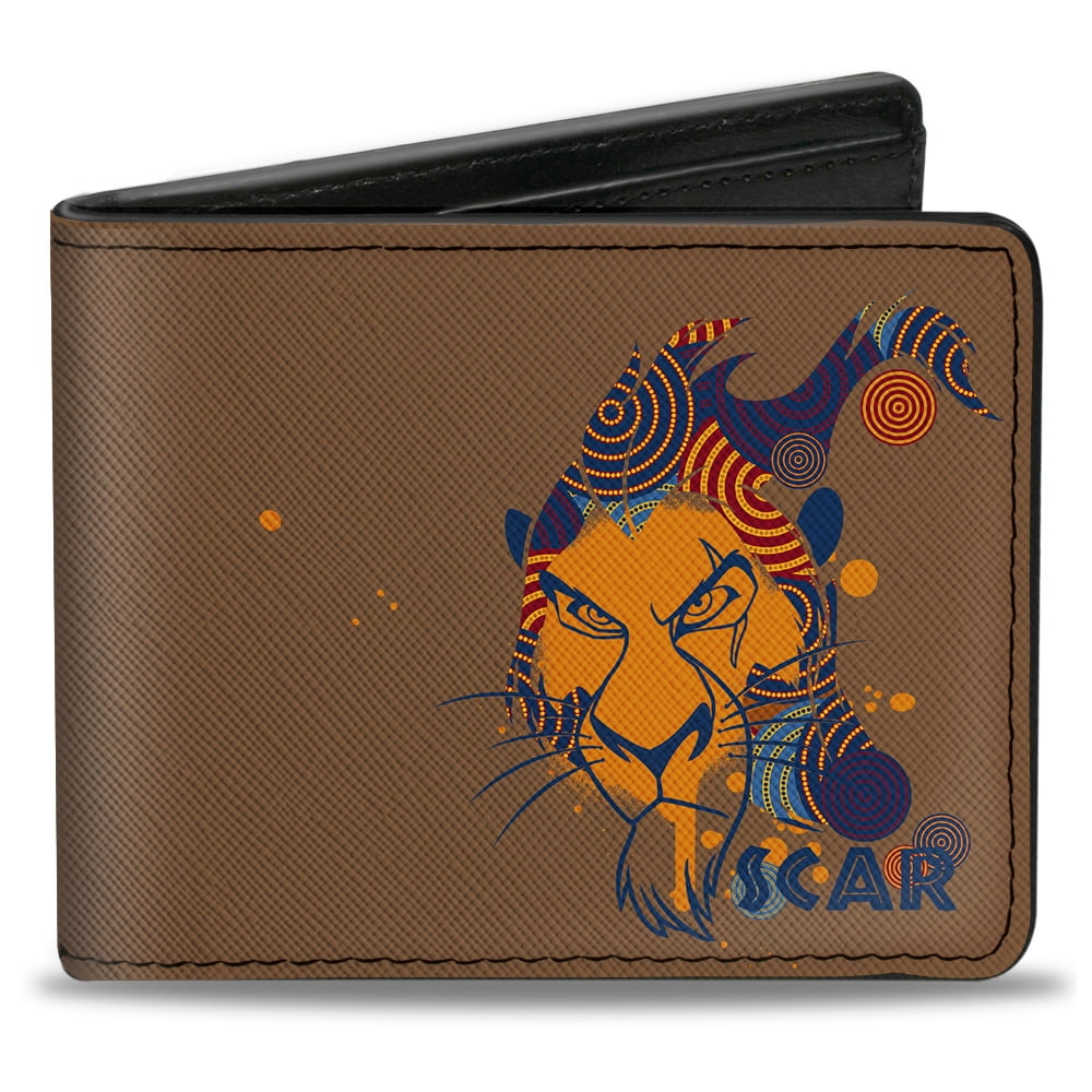 Disney Wallet, Bifold, The Lion King Scar Face Sketch Brown Multi Color ...