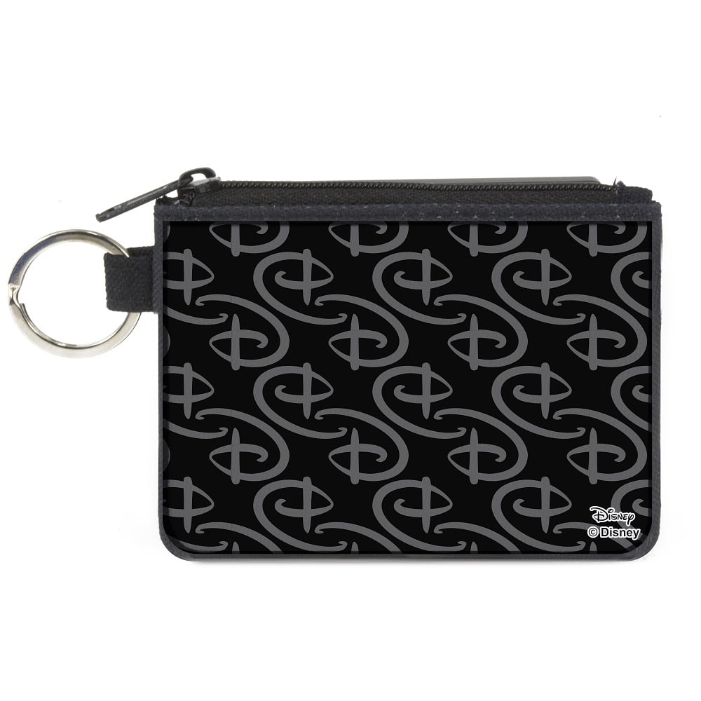 Disney Wallet, Coin Purse, Disney Signature D Logo Monogram Black Gray ...