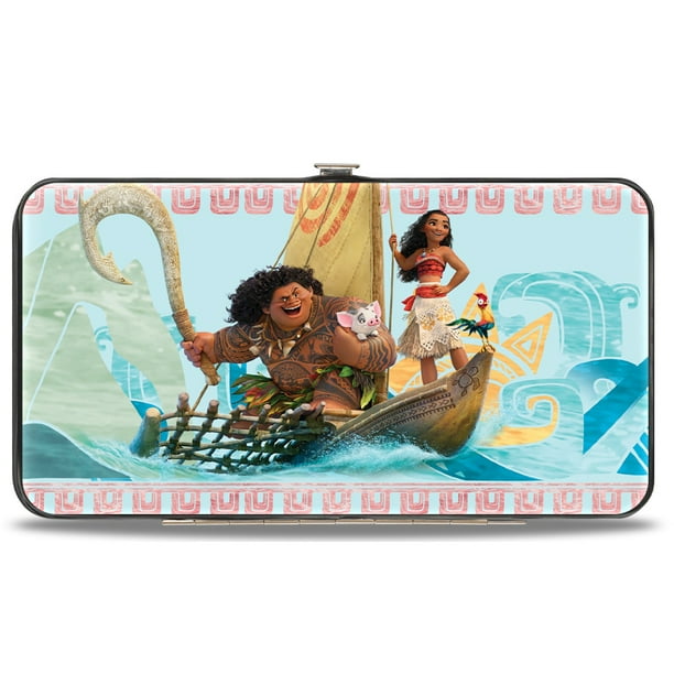 Disney Wallet, Hinged, Moana Voyage Group Pose Tribal Icons Collage ...