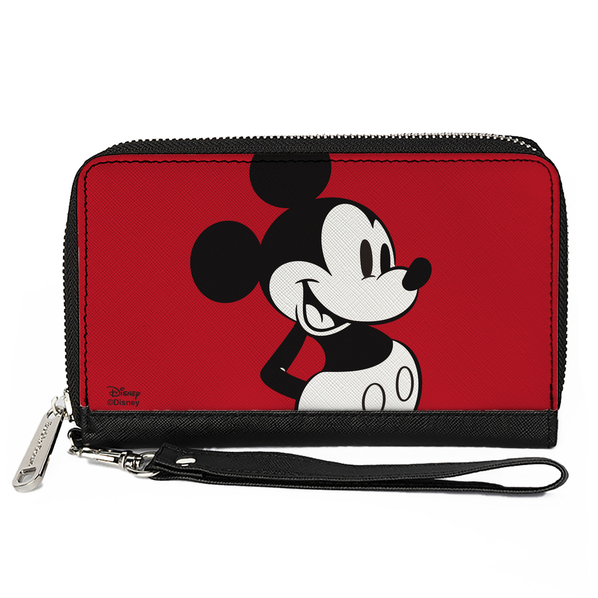 Disney Wallet, Zip Around, Mickey Mouse Classic Pose Close UP Red Black ...