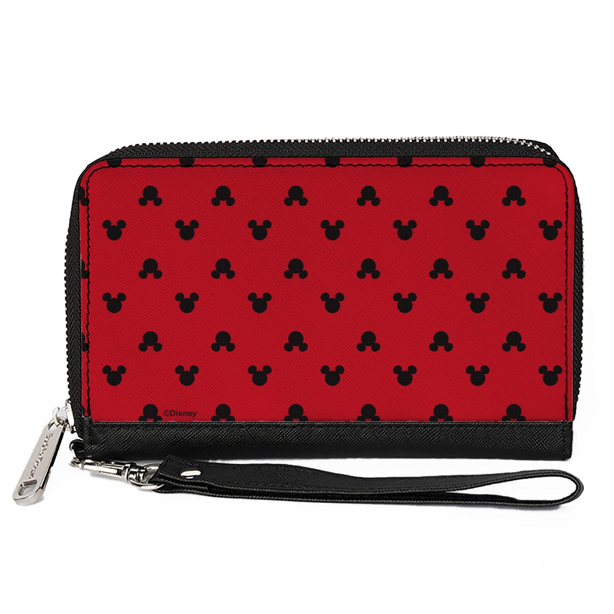 Disney Wallet, Zip Around, Mickey Mouse Head Silhouette Flip Red Black ...