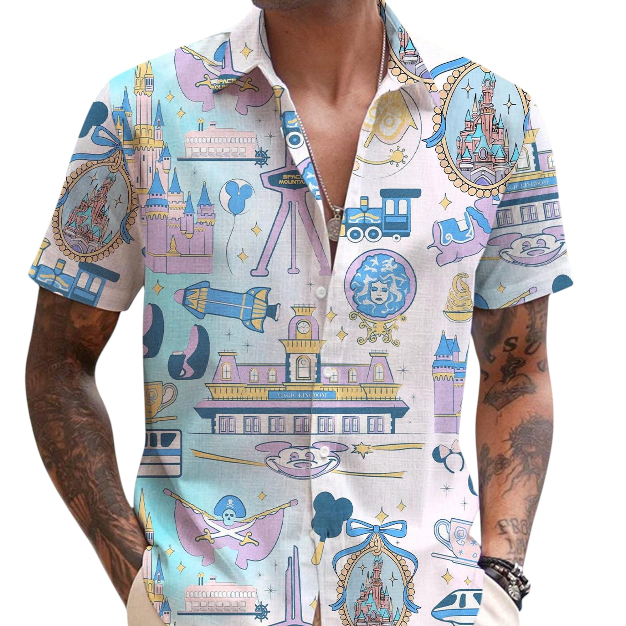 Disney Watercolor Hawaiian Shirt, Magic Kingdom Park Icons Shirt ...