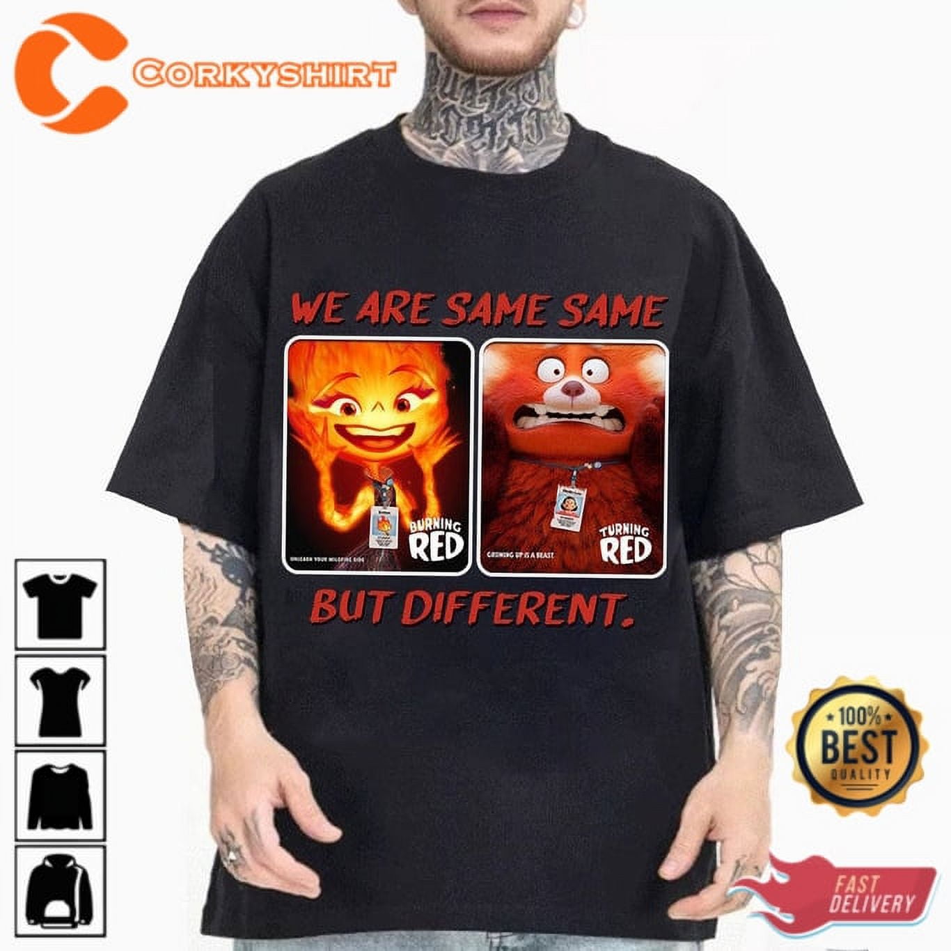 Disney We Are Same Same But Different Elemental And Turning Red T-shirt - Walmart.com