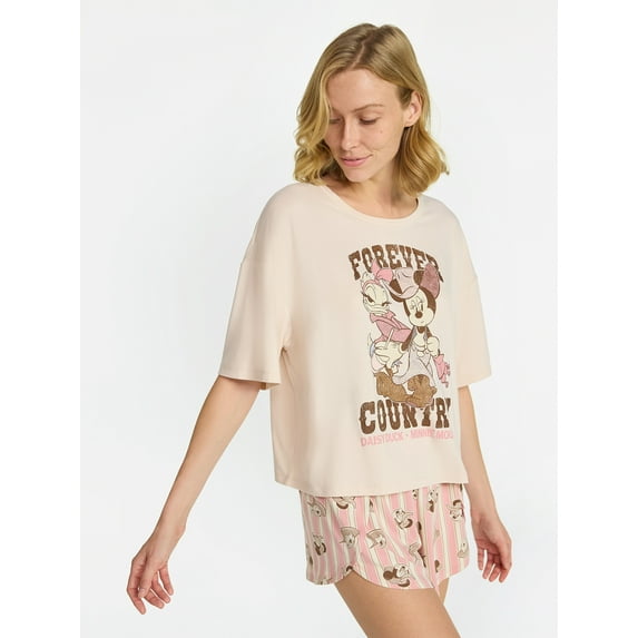 Mickey and Friends Women's and Women’s Plus Western Minnie Mouse Graphic Sleep Tee, Sizes XS-3X ...