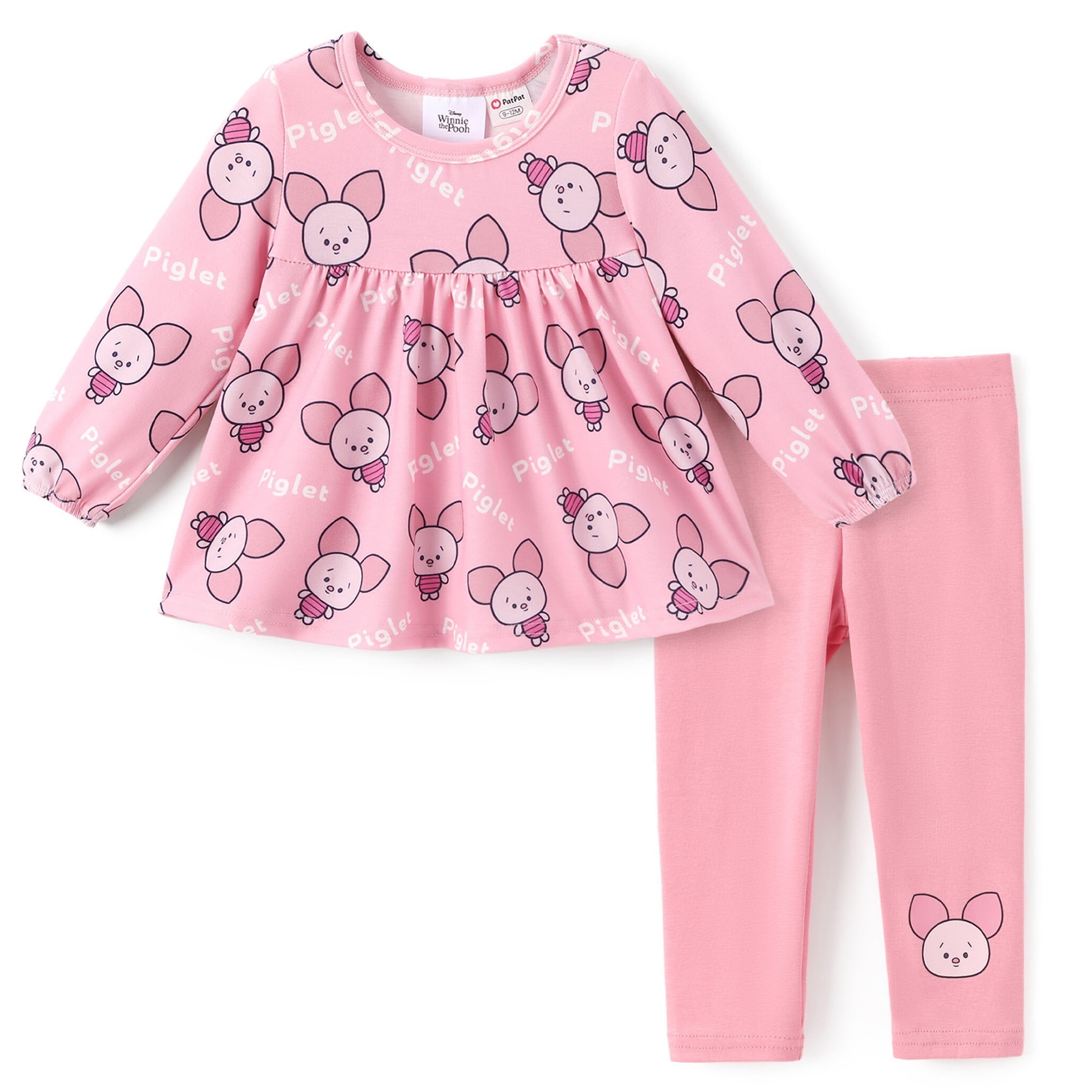 Disney Winnie Girls Piglet Graphic Peplum Dress Tee with Leggings Pants ...