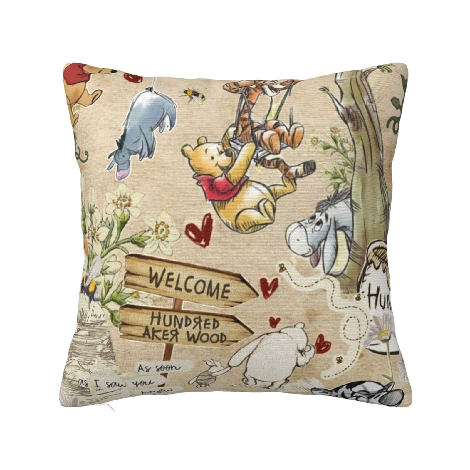 Disney&Winnie The Pooh And Friends Poster Pillow Covers,22x22 Pillow ...