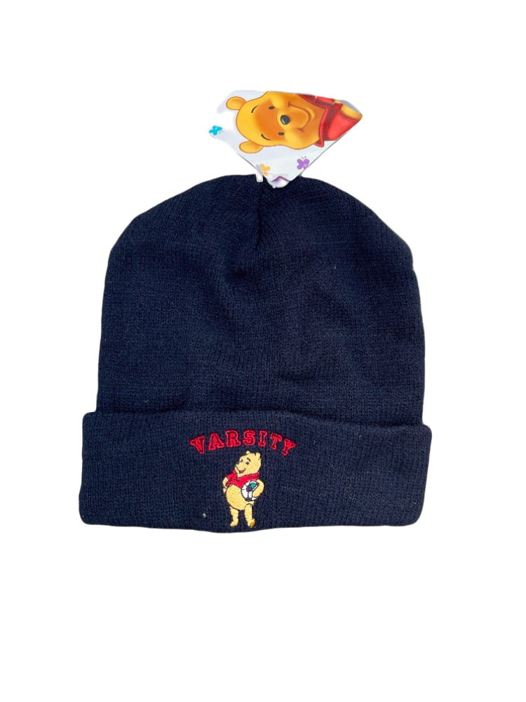 Disney Winnie The Pooh Beanie Hat - Black Embroidered Beanie Winter Hat ...