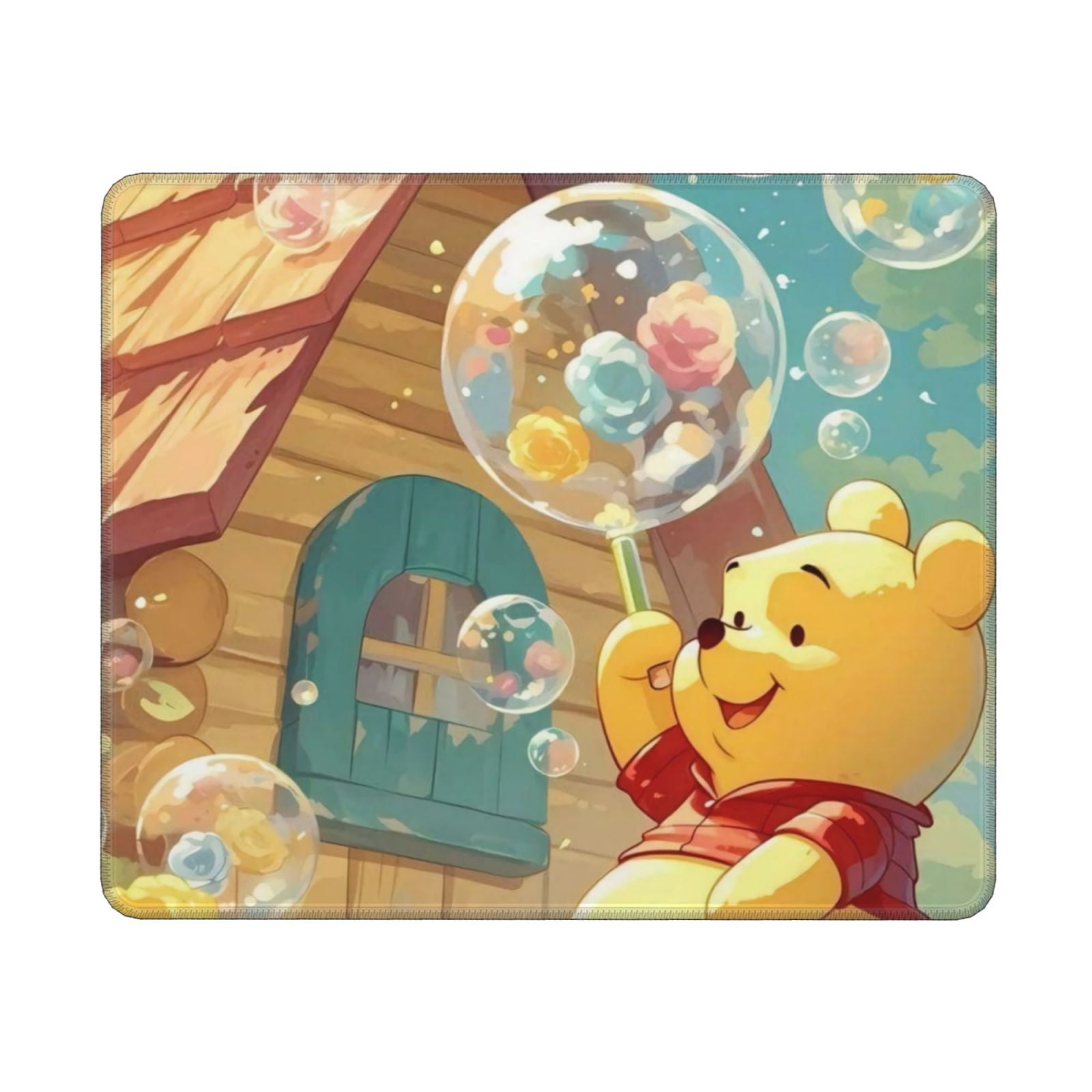 Disney&Winnie The Pooh Blow Bubbles Square Mouse Pad,Mouse Mat,Washable ...