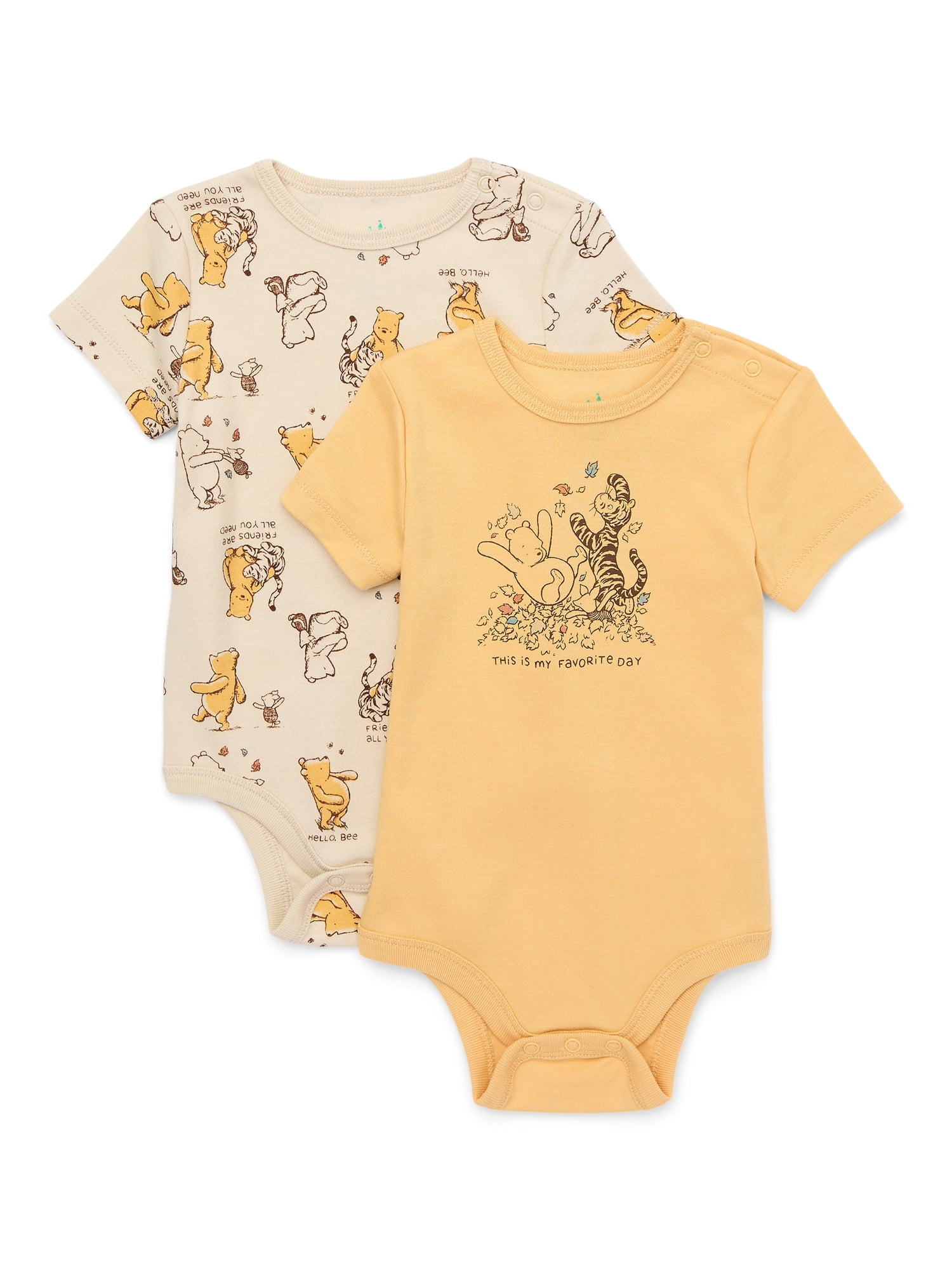 Disney Winnie The Pooh Boys and Baby Girls Bodysuits, 2-Pack, Sizes 0/3 ...