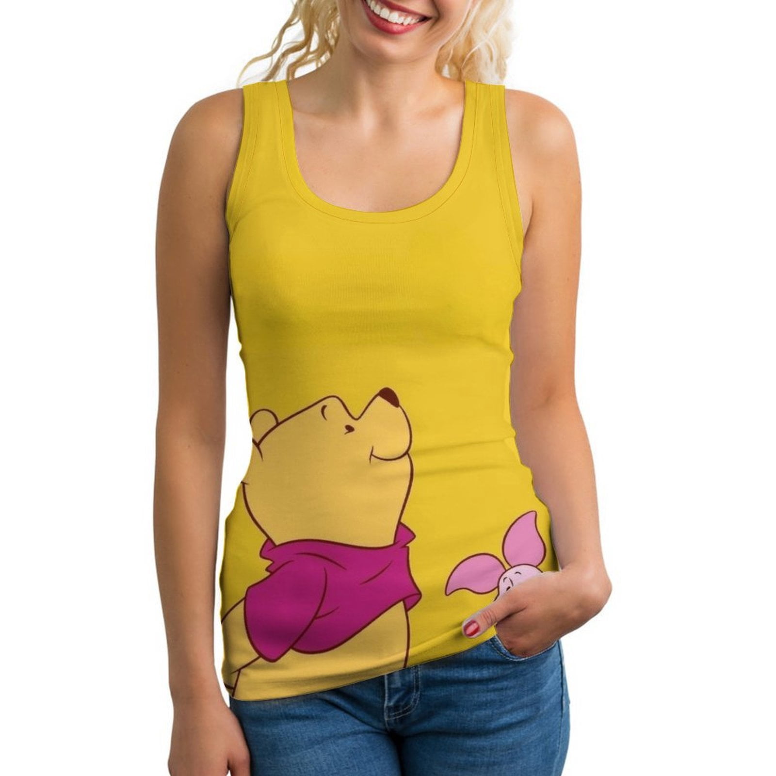 Disney Winnie The Pooh Cartoon Women's Sports Tank Top Sleeveless Top S ...