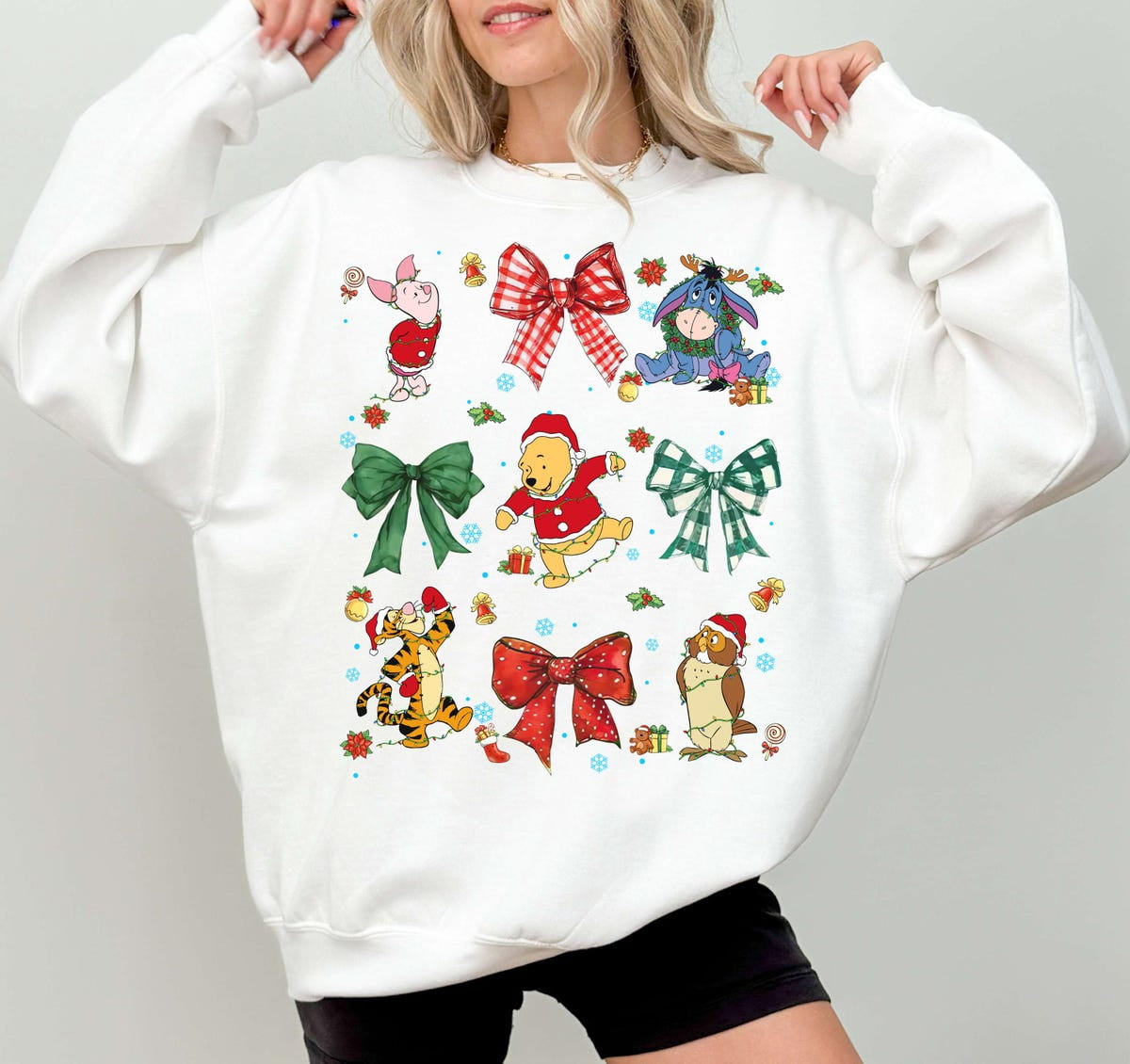 Disney Winnie The Pooh Christmas Lights Coquette Bows Shirt, Winnie The ...