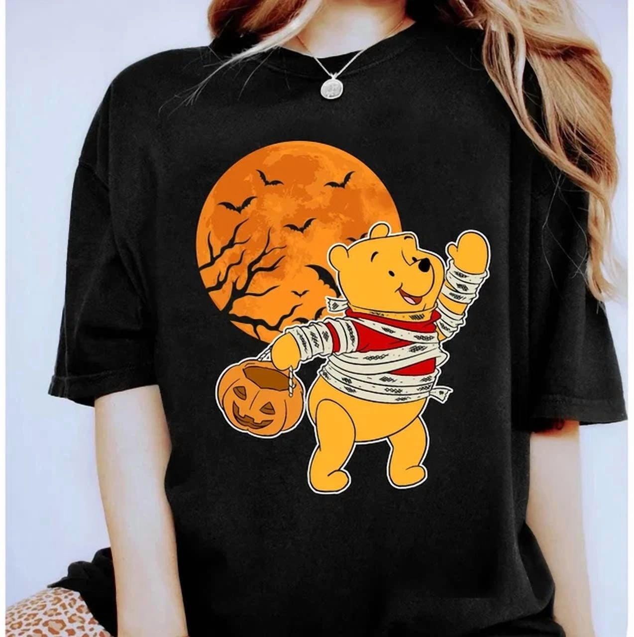 Disney Winnie The Pooh Mummy Pooh Halloween Moon Shirt ,Black Color ...
