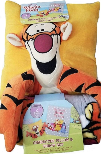 Disney Winnie The Pooh Tigger Character Pillow & Throw Set 2 Piece Set ...