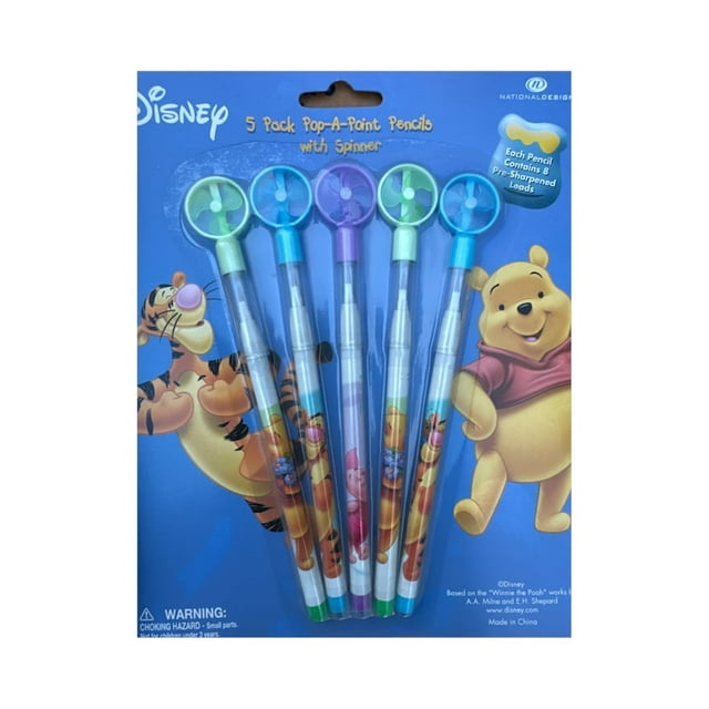 Disney Winnie The Pooh and Friends 5pk Pop-a-point pencils with spinner ...