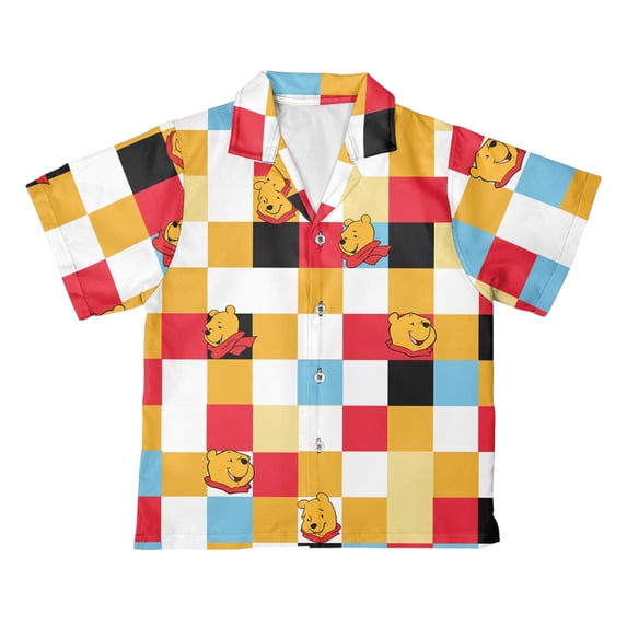 Disney Winnie the Pooh Checkerboard Hawaiian Shirt, Winnie Pooh Button ...