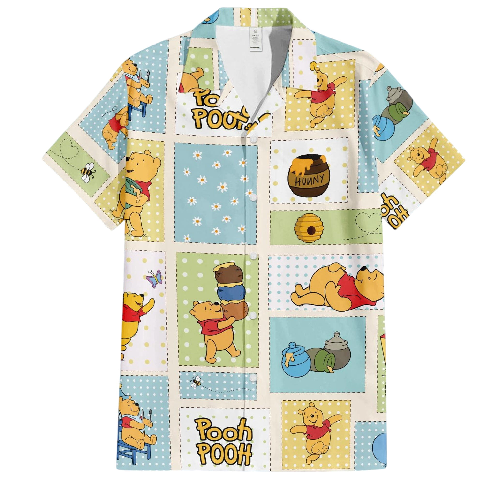 Disney Winnie the Pooh Hawaiian Button Up Shirt, Blocks of Pooh Style ...