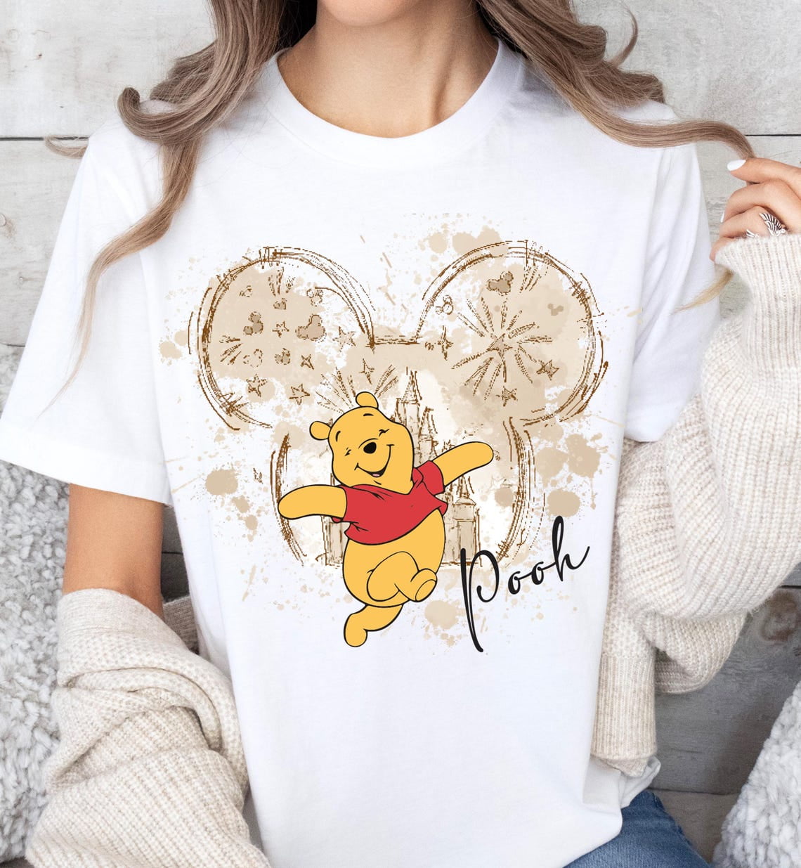 Disney Winnie the Pooh Shirt, Cute Pooh Bear Graphic Tee,Charcoal Color ...