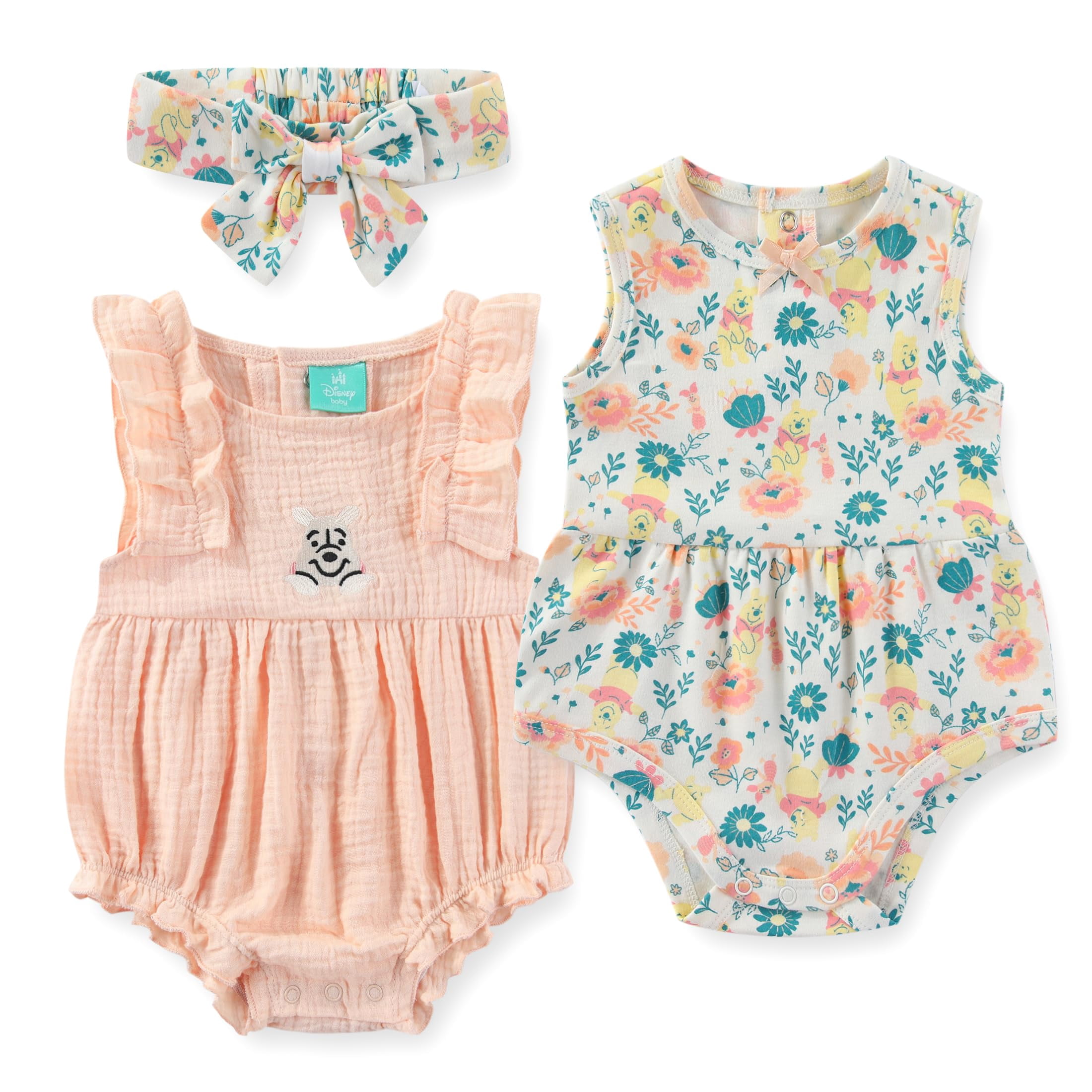 Disney Winnie the Pooh Sleeveless Romper with Headband (Baby Girls), 3 ...
