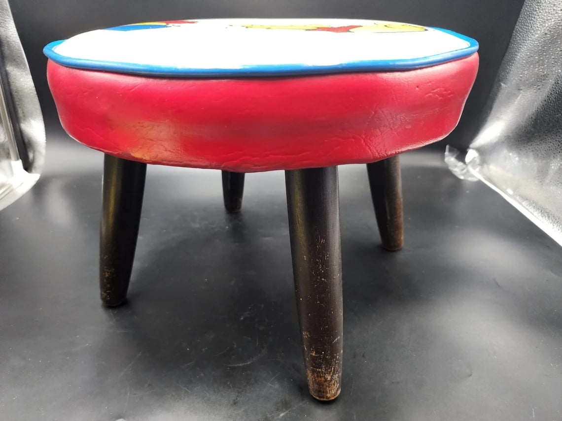 Disney Winnie the Pooh Stool with Vinyl and Wood, Red/White/Blue ...