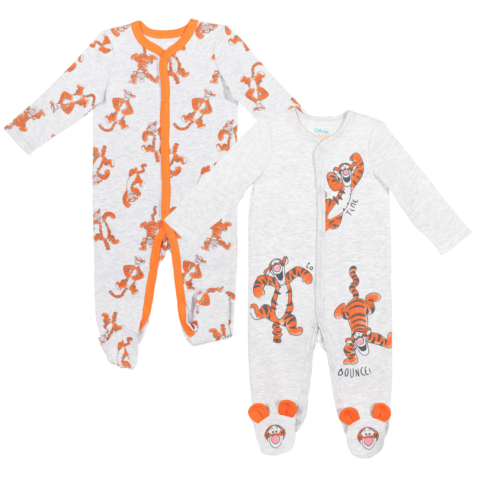 Disney Winnie the Pooh Tigger Infant Baby Boys 2 Pack Snap Sleep N ...