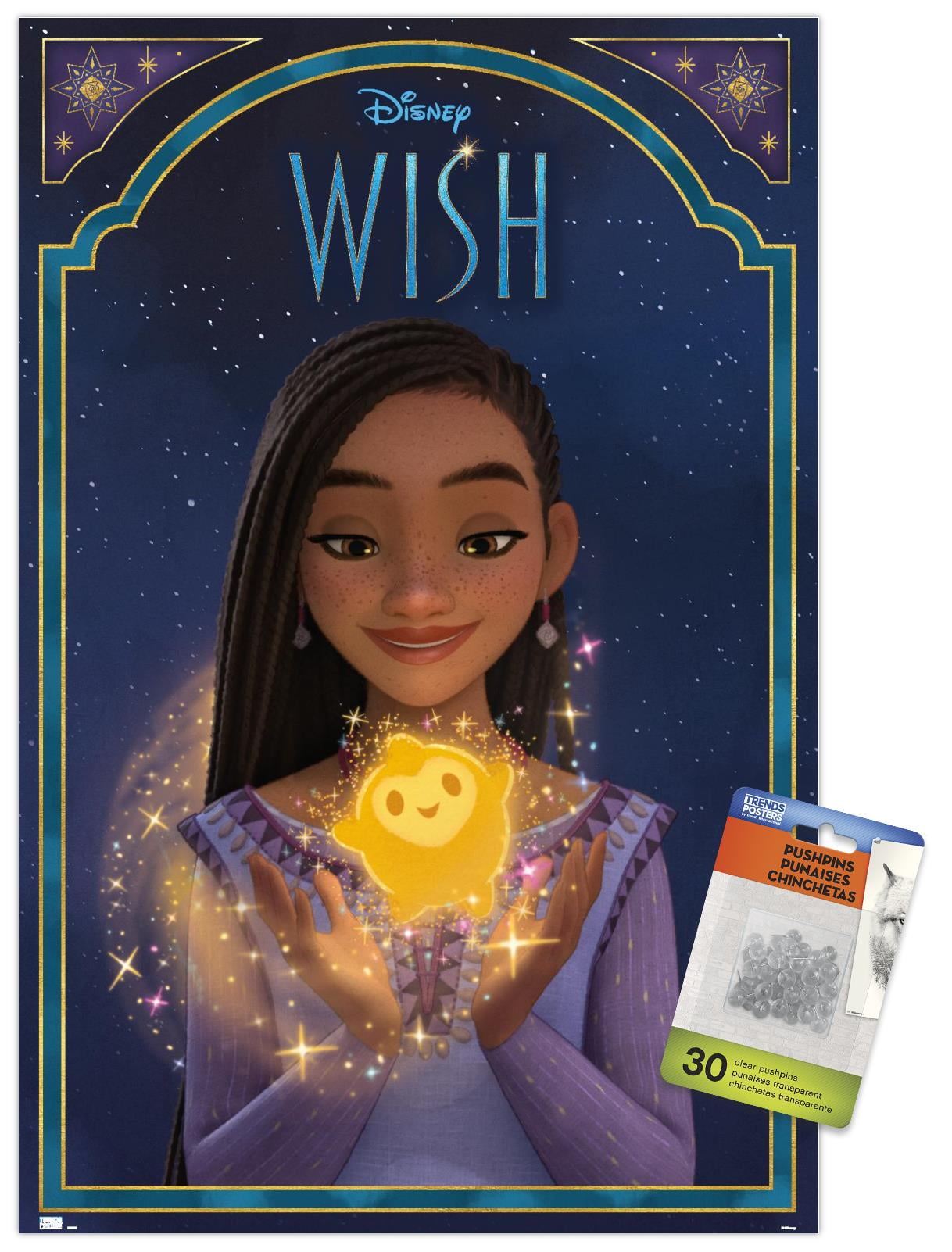Disney Wish - Asha & Star Wall Poster with Push Pins, 14.725" x 22.375 ...