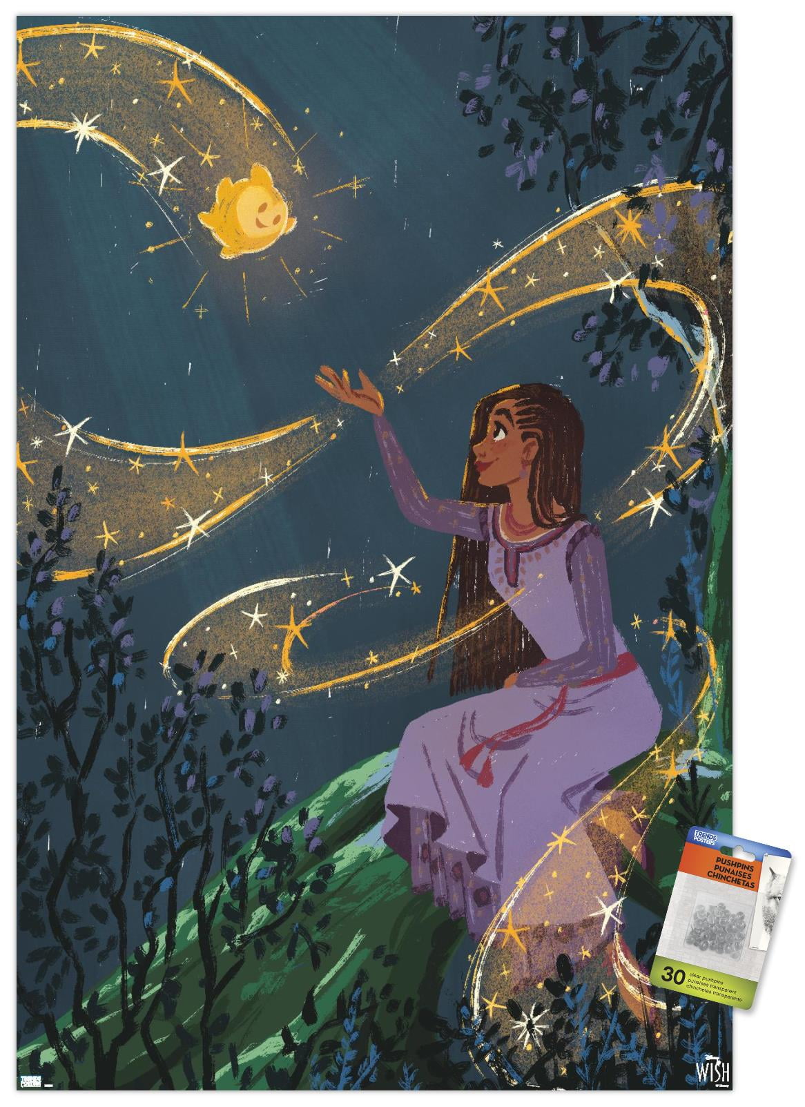 Disney Wish - Collage Poster 2 (Asha & Star) Wall Poster with Push Pins ...