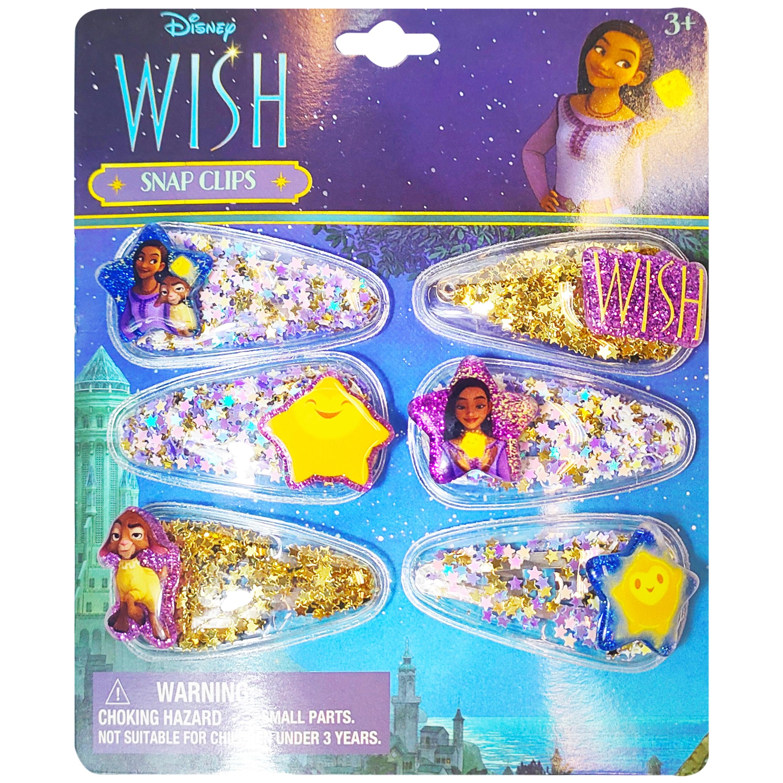 Disney Wish Girls Cute Hair Clips with Favorite Character Charms ...