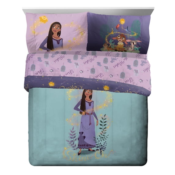 Disney Wish Purple 7 Piece Full Bed Set w/ Sham, 100% Microfiber ...