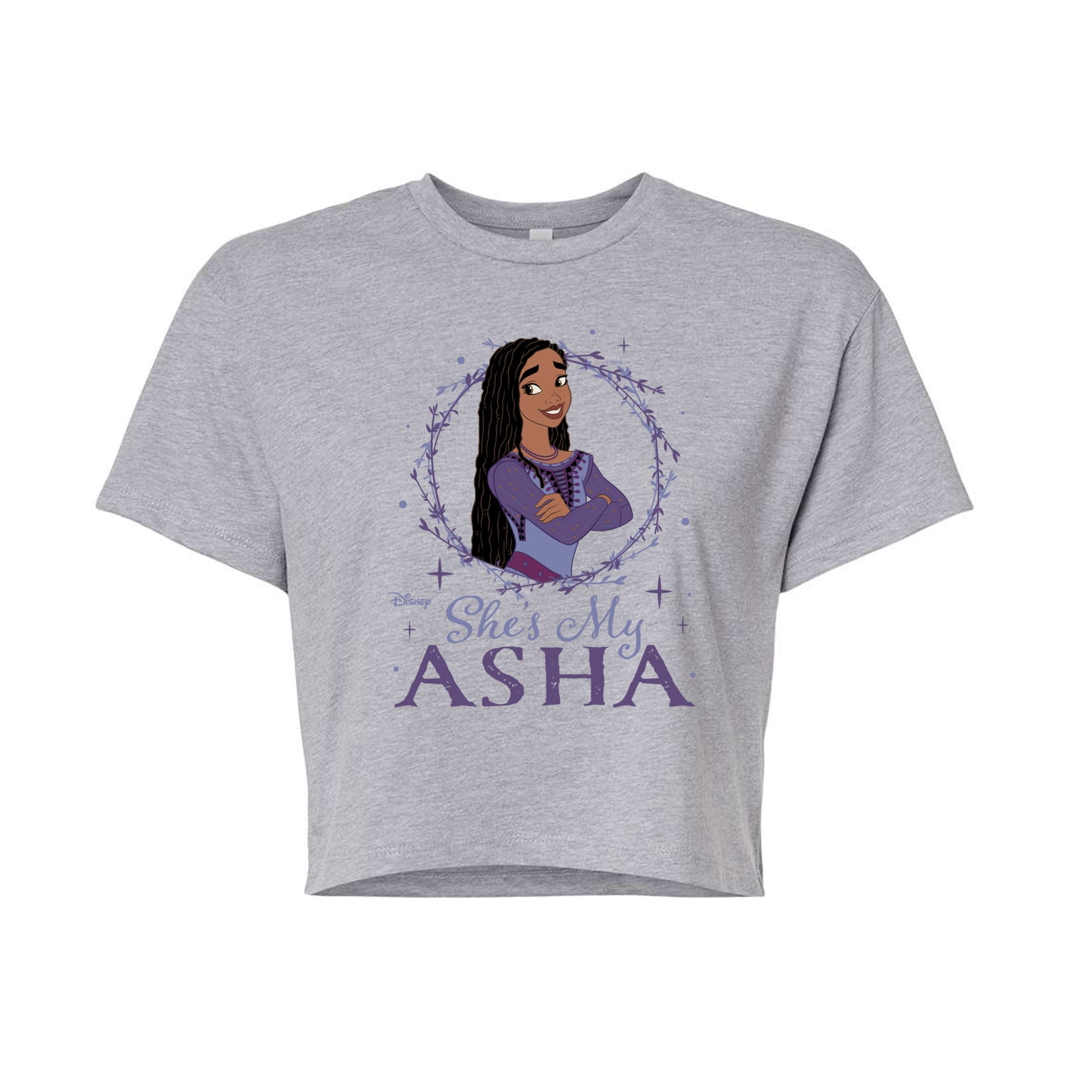 Disney Wish - Shes My Asha - Juniors Cropped Cotton Blend T-Shirt - Walmart.com