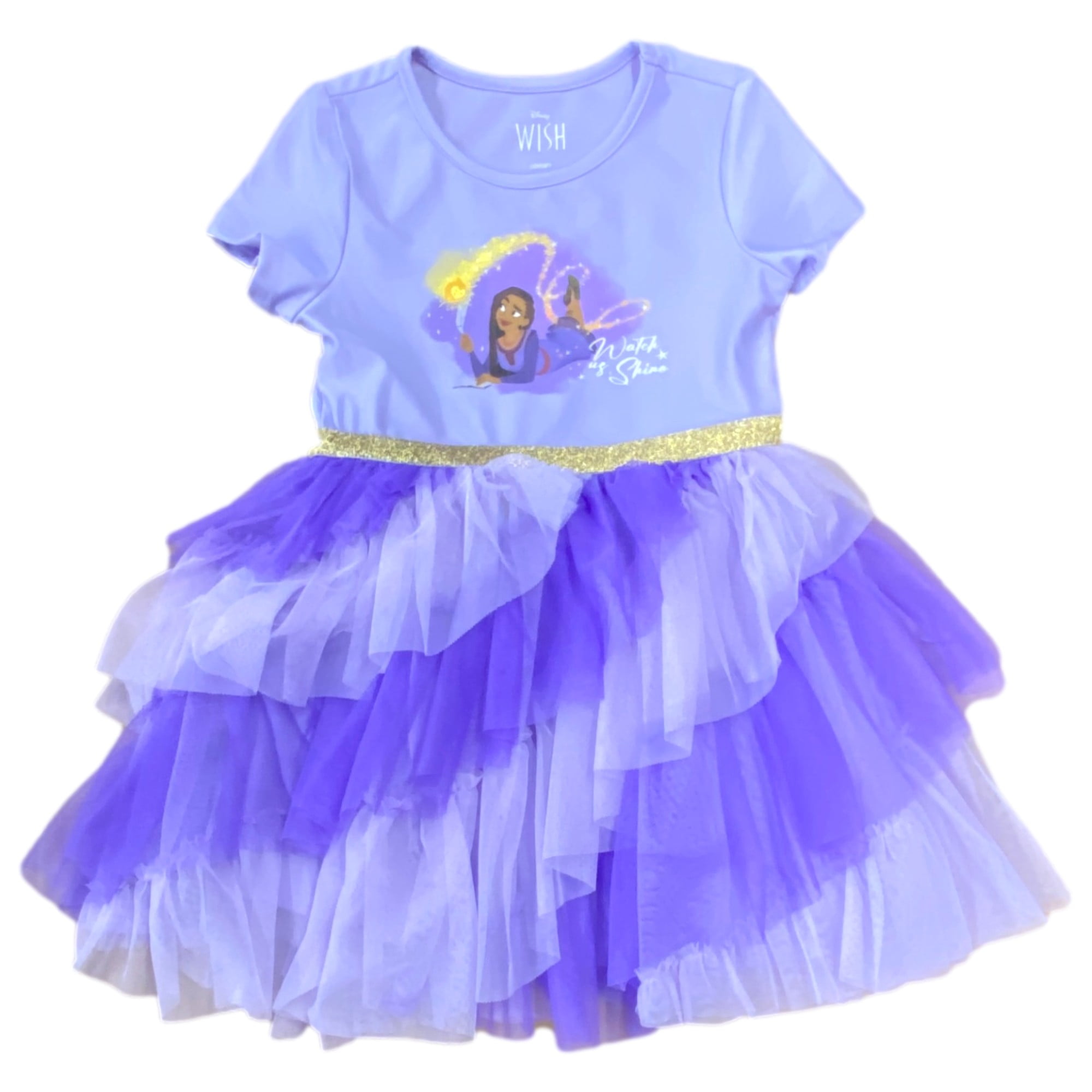 Disney Wish Toddler Girls Purple Ruffled Short Sleeve Dress Size 3T ...
