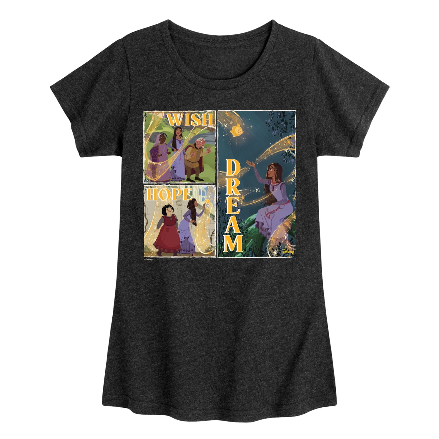 Disney Wish - Wish Hope Dream Grid - Toddler & Youth Girls Short Sleeve ...