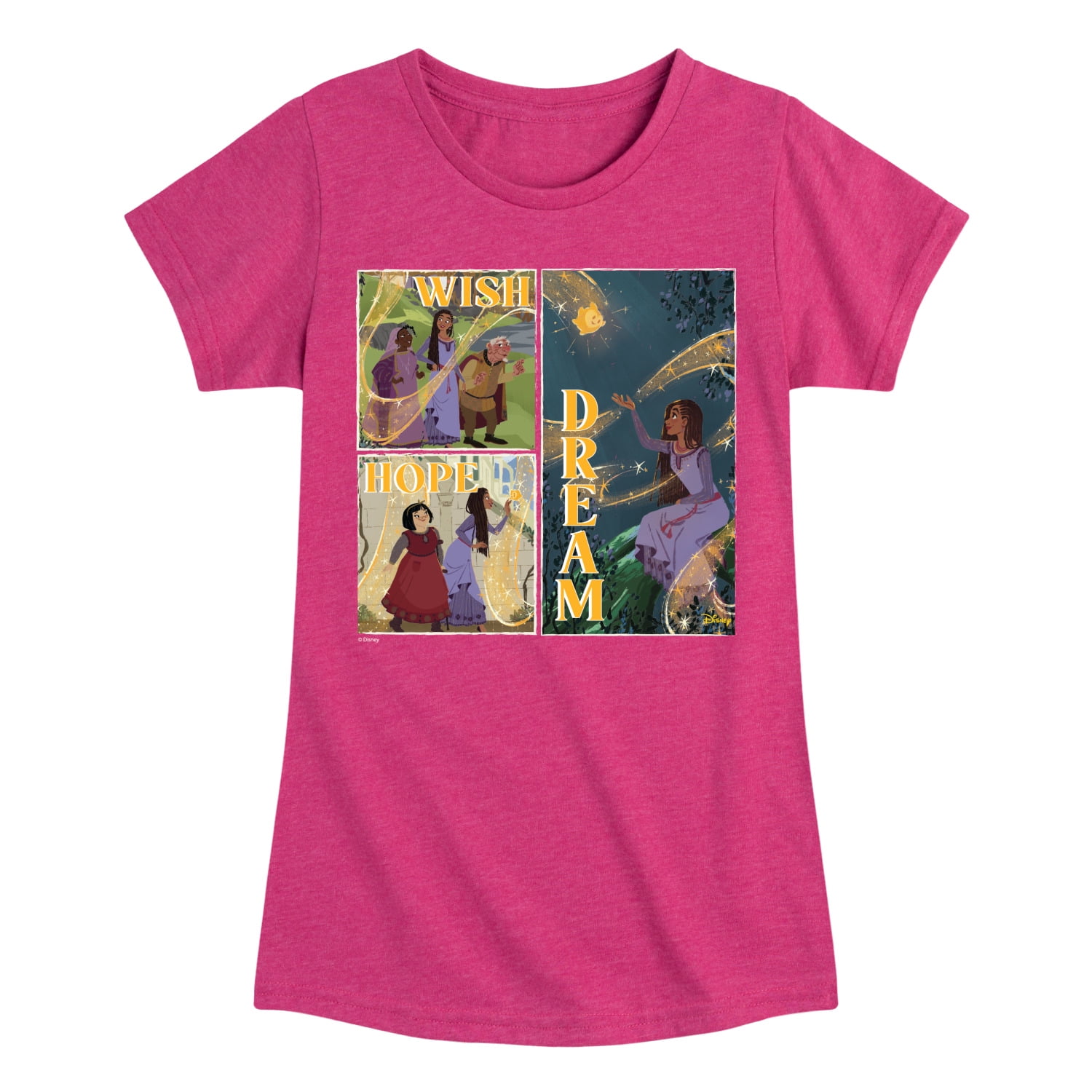 Disney Wish - Wish Hope Dream Grid - Toddler & Youth Girls Short Sleeve ...