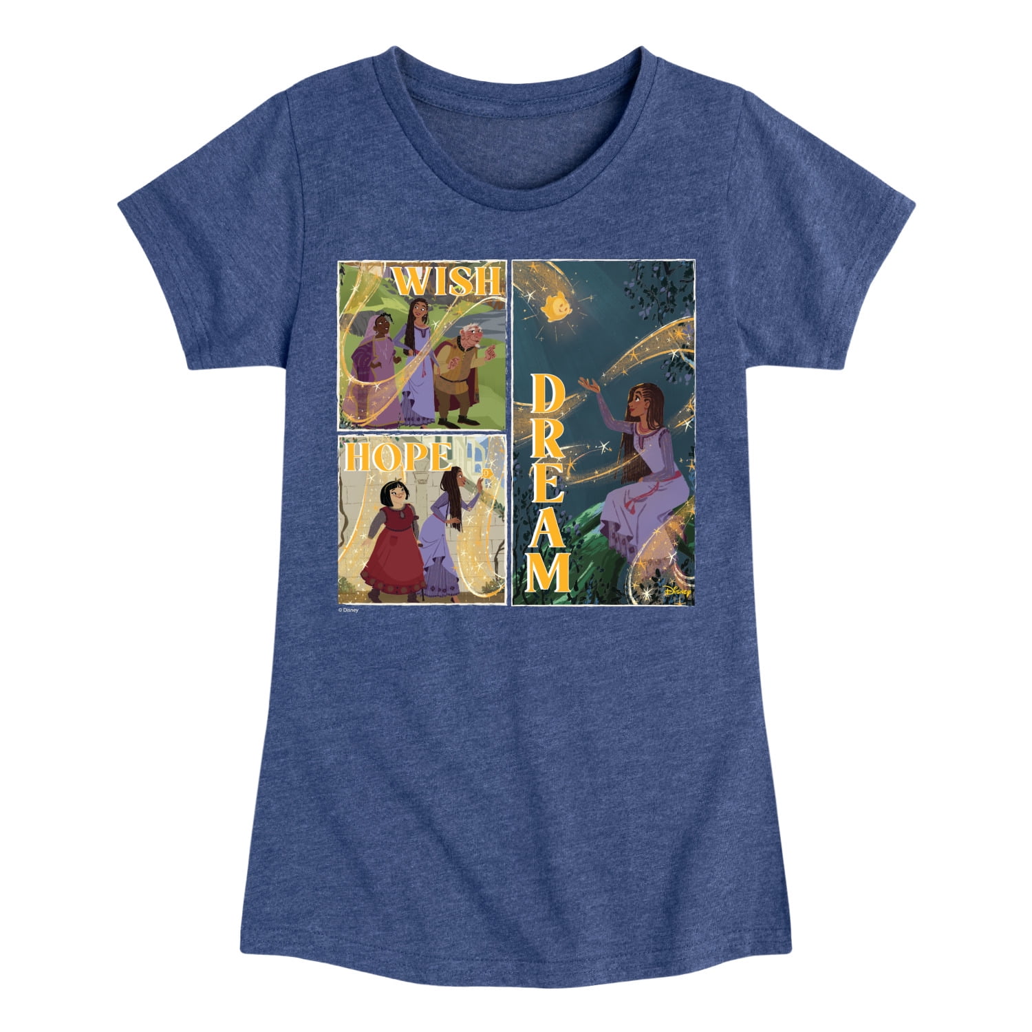 Disney Wish - Wish Hope Dream Grid - Toddler & Youth Girls Short Sleeve ...
